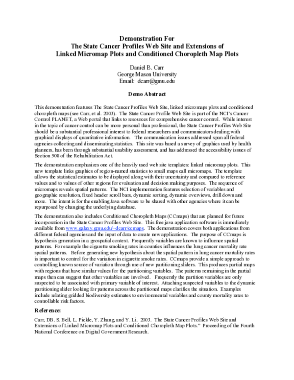 (PDF) The State Cancer Profiles web site and extensions of linked ...