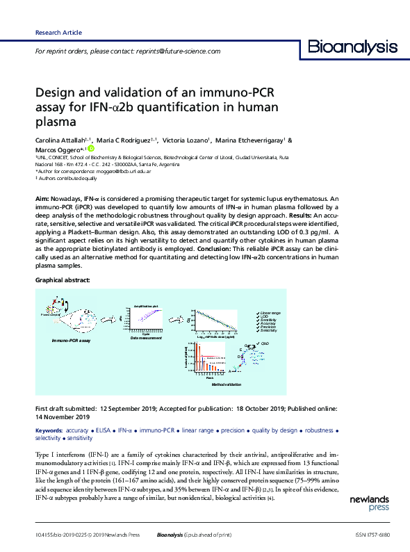 (PDF) Design and validation of an immuno-PCR assay for IFN-α2b ...