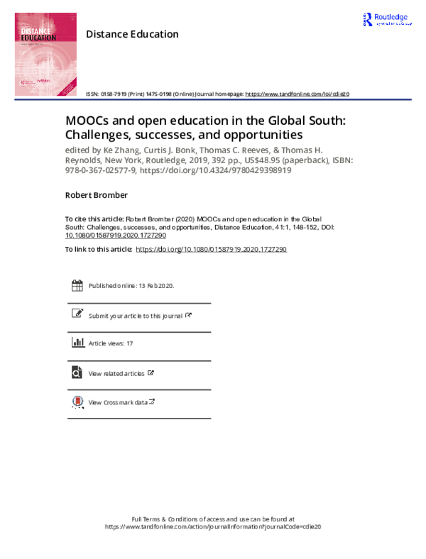 (PDF) MOOCs and open education in the Global South: Challenges, successes, and opportunities