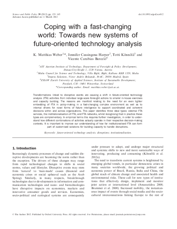 (PDF) Coping with a fast-changing world: Towards new systems of future ...