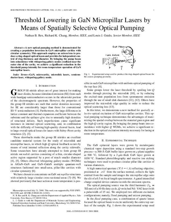 (PDF) Threshold lowering in GaN micropillar lasers by means of ...