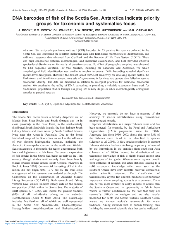 (PDF) DNA Barcoding of Scotia Sea Fish Species