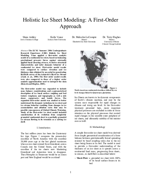 (PDF) 1 Holistic Ice Sheet Modeling: A First-Order Approach