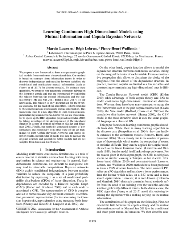 (PDF) Learning Continuous High-Dimensional Models using Mutual Information and Copula Bayesian ...
