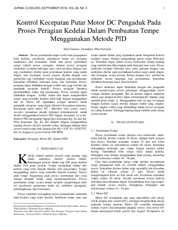 (PDF) Kontrol Kecepatan Putar Motor DC Pengaduk Pada Proses Peragian ...