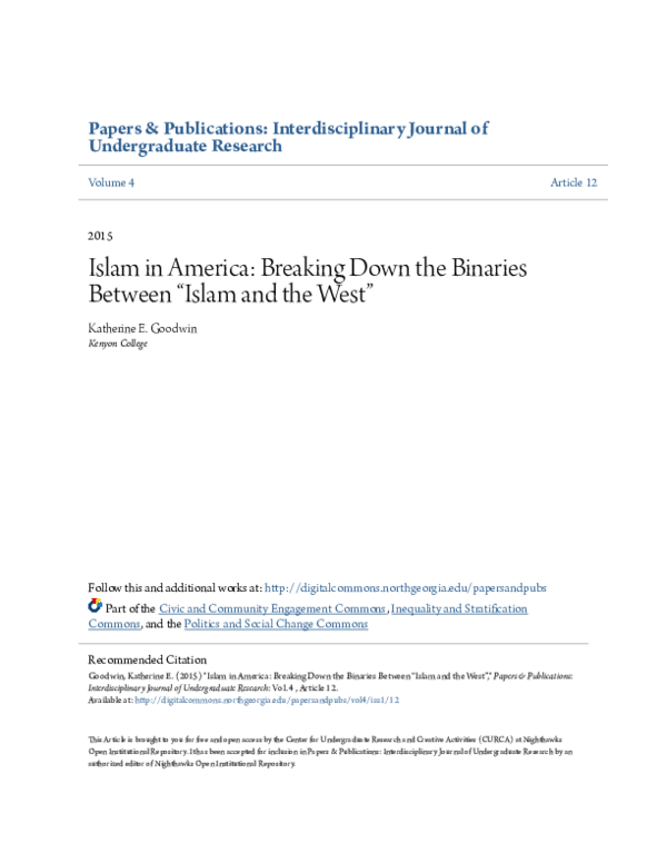 (PDF) Islam in America: Breaking Down the Binaries Between “Islam and ...