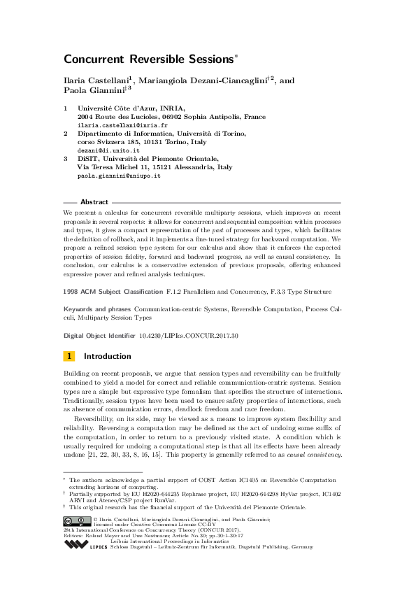 (PDF) Concurrent Reversible Sessions