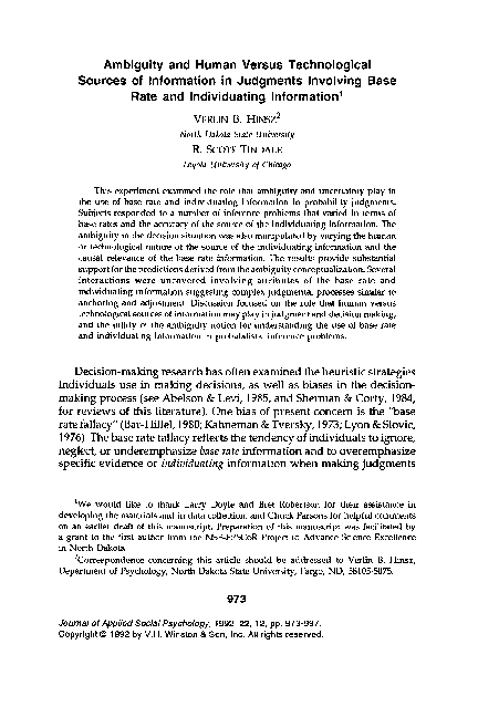 (PDF) Ambiguity and Human Versus Technological Sources of Information ...