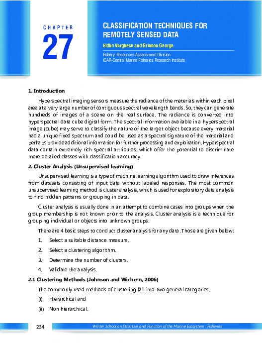 (PDF) Classification techniques for remotely sensed data