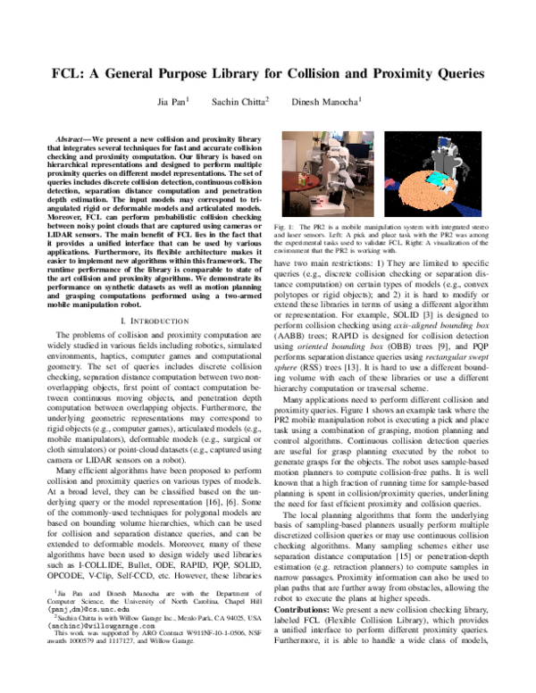 (PDF) FCL: A general purpose library for collision and proximity queries