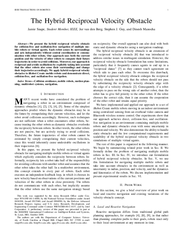 (PDF) The Hybrid Reciprocal Velocity Obstacle