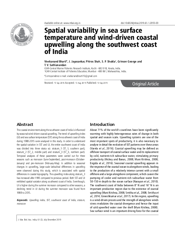 (PDF) Spatial variability in sea surface temperature and wind-driven ...