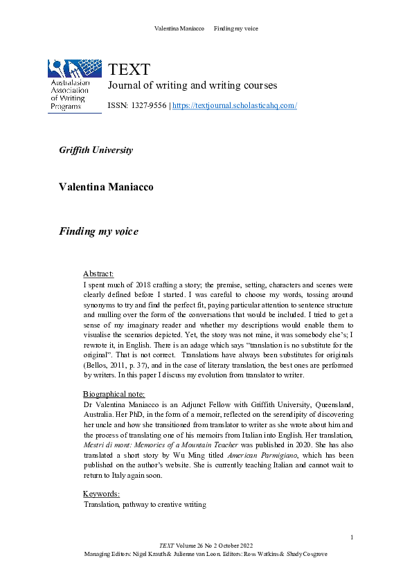 (PDF) Finding my voice