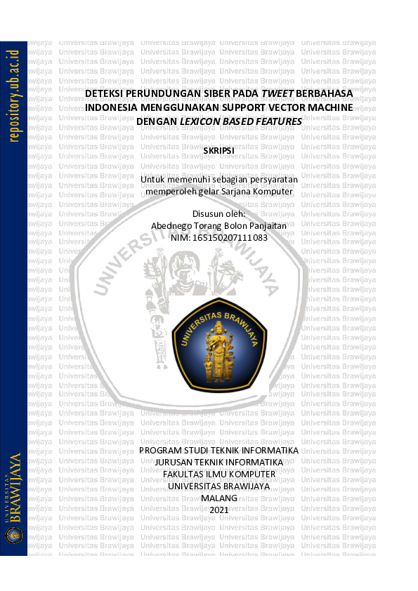 (PDF) Deteksi Perundungan Siber Pada Tweet Berbahasa Indonesia ...