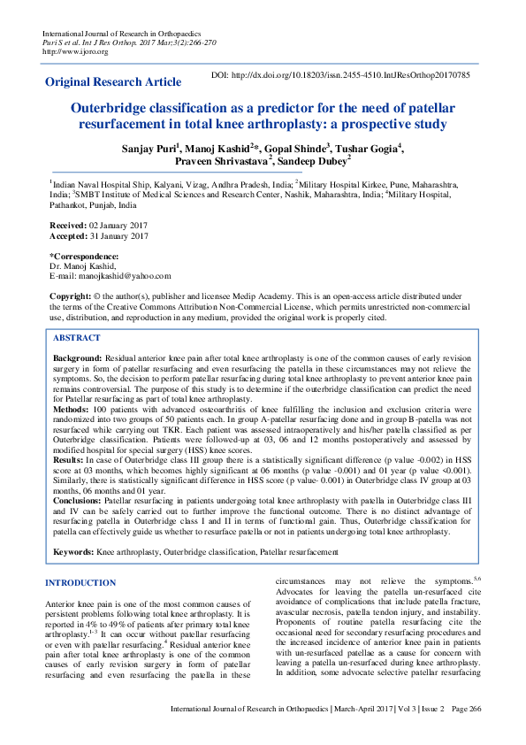(PDF) Outerbridge classification as a predictor for the need of ...