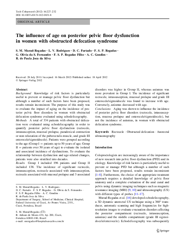 (PDF) The influence of age on posterior pelvic floor dysfunction in ...
