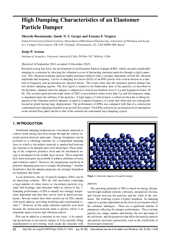 (PDF) High Damping Characteristics of an Elastomer Particle Damper