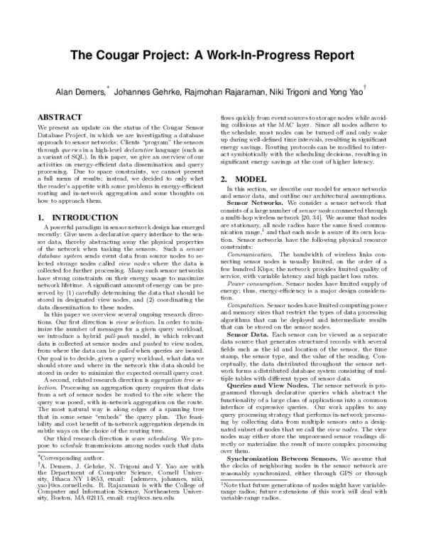 (PDF) The Cougar Project