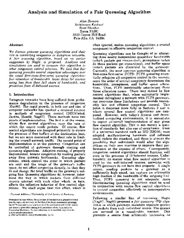 Pdf Analysis And Simulation Of A Fair Queueing Algorithm 6731