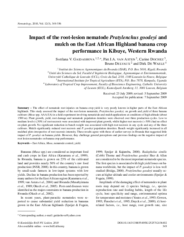 (PDF) Impact of the root-lesion nematode Pratylenchus goodeyi and mulch ...