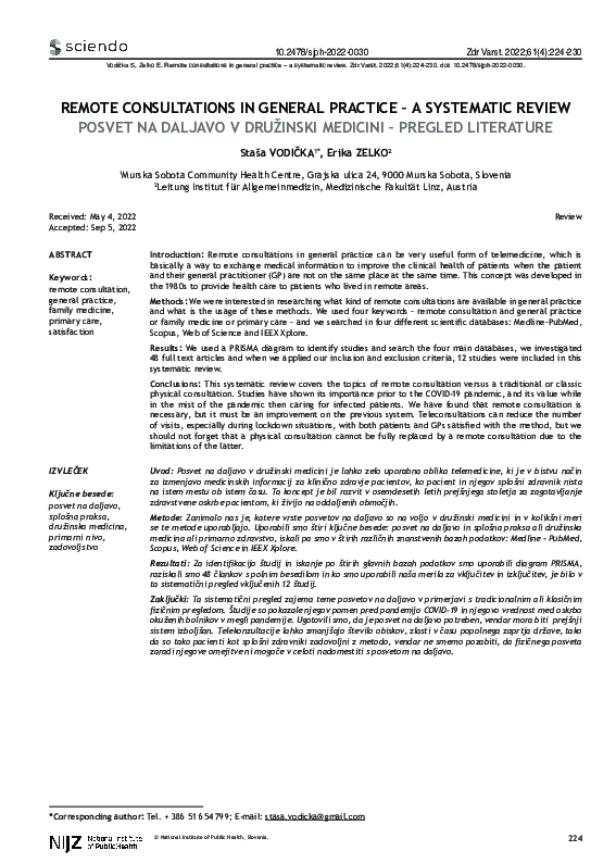 (PDF) Remote consultations in general practice – A systematic review