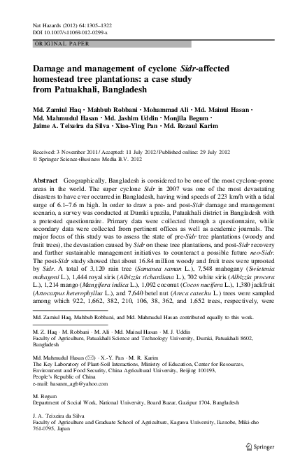(PDF) Damage and management of cyclone Sidr-affected homestead tree plantations: a case study ...