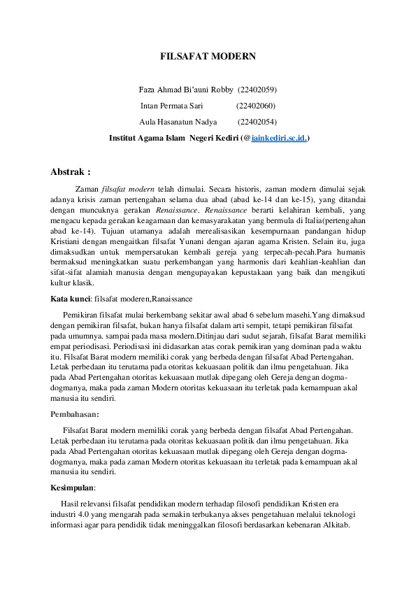 (PDF) FILSAFAT MODERN