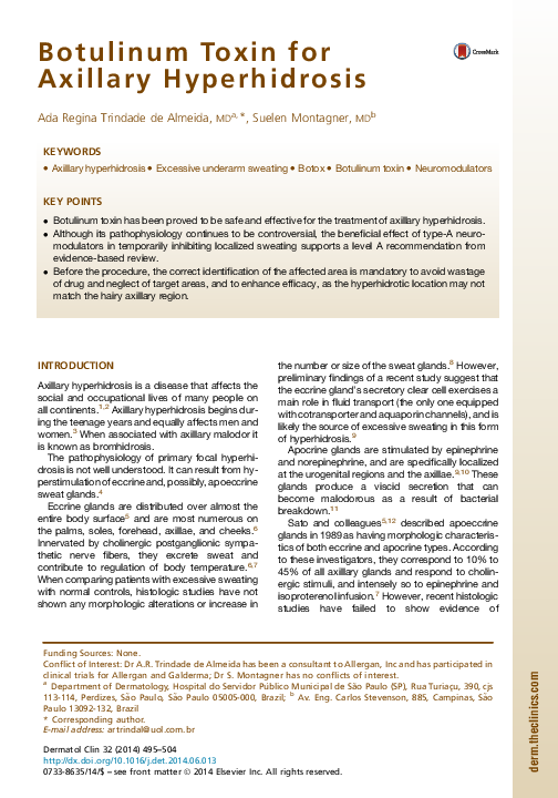 (PDF) Botulinum Toxin for Axillary Hyperhidrosis