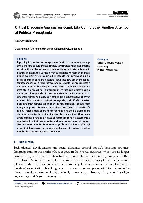 (PDF) Critical Discourse Analysis on Komik Kita Comic Strip: Another ...