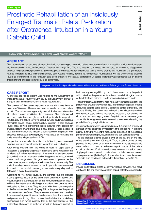 (PDF) Prosthetic Rehabilitation of an Insidiously Enlarged Traumatic ...