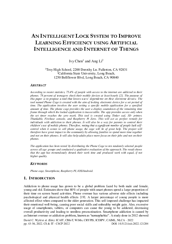(PDF) An Intelligent Lock System to Improve Learning Efficiency using ...