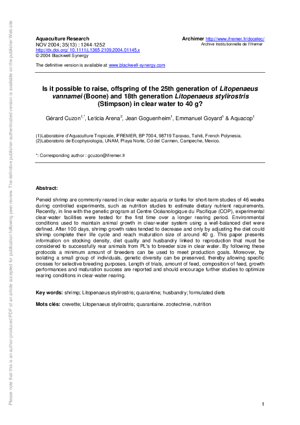 (PDF) Is it possible to raise, offspring of the 25th generation of ...