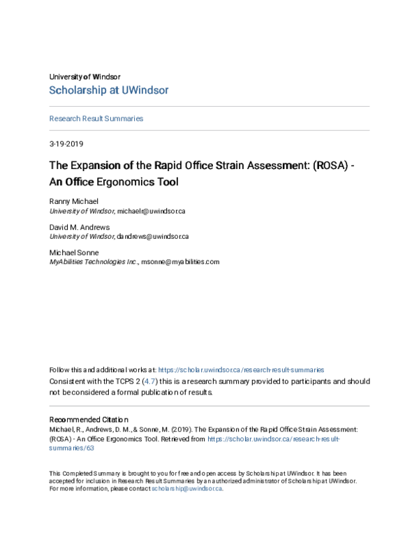 (PDF) The Expansion of the Rapid Office Strain Assessment: (ROSA) - An ...