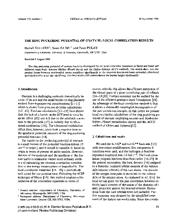 (PDF) The ring puckering potential of oxetane: local correlation results