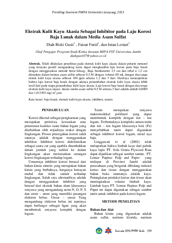 (PDF) Ekstrak Kulit Kayu Akasia Sebagai Inhibitor pada Laju Korosi Baja ...