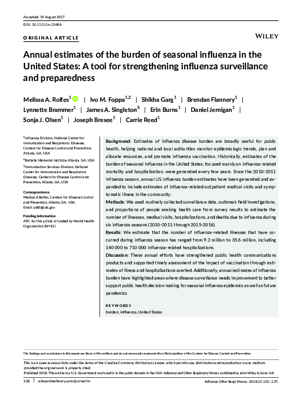 (PDF) Annual estimates of the burden of seasonal influenza in the ...
