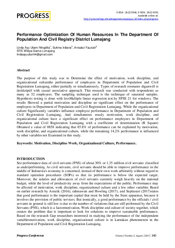 (PDF) Performance Optimization Of Human Resources In The Department Of ...