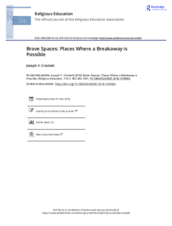 Brave Spaces: Places Where a Breakaway is Possible