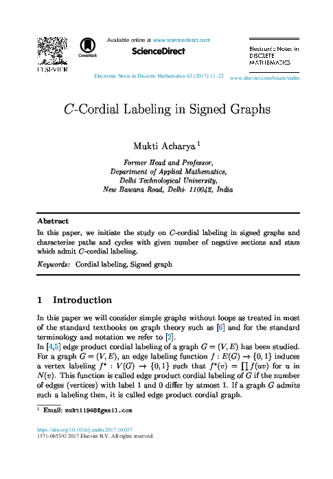 (PDF) C-Cordial Labeling in Signed Graphs