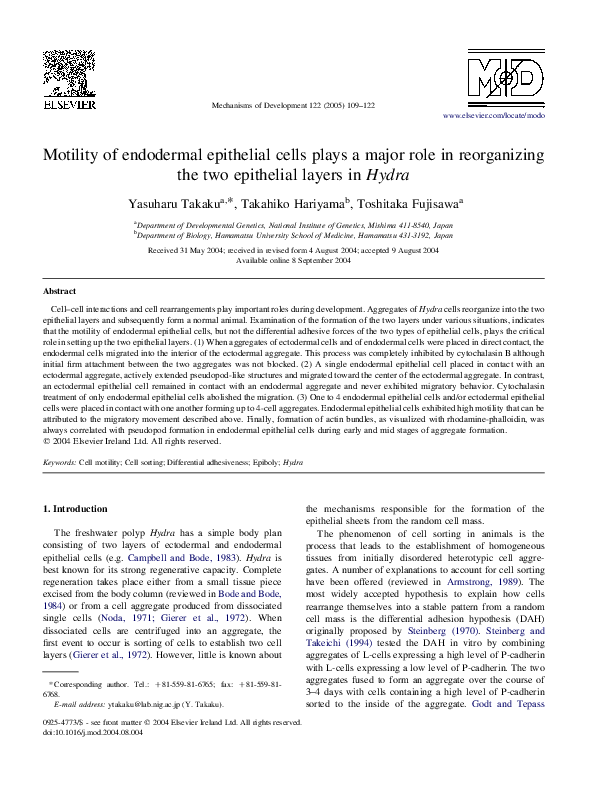 (PDF) Motility of endodermal epithelial cells plays a major role in ...