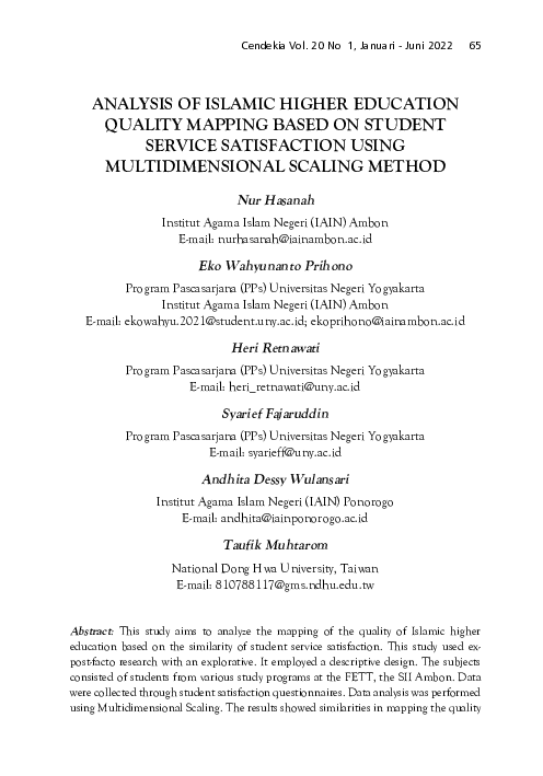 (PDF) Analysis of Islamic Higher Education Quality Mapping Based on Student Service Satisfaction ...
