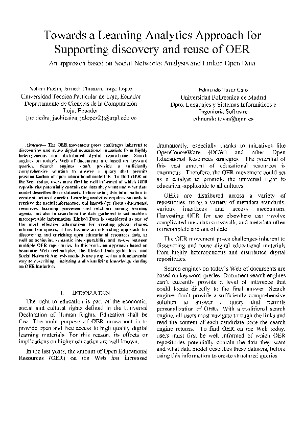 (PDF) Towards a learning analytics approach for supporting discovery and reuse of OER an ...