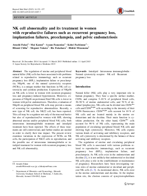 (PDF) NK cell abnormality and its treatment in women with reproductive ...