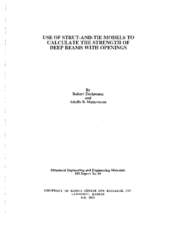 (PDF) Use of Strut-and-tie Models to Calculate the Strength of Deep Beams with Openings