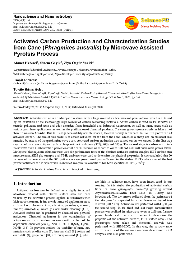 (PDF) Activated Carbon Pruduction and Characterization Studies from ...