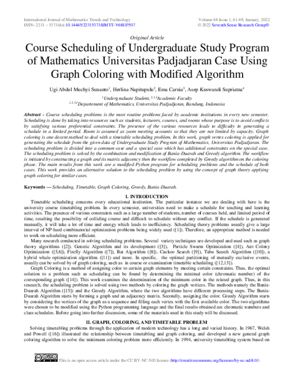 (PDF) Course Scheduling of Undergraduate Study Program of Mathematics Universitas Padjadjaran ...
