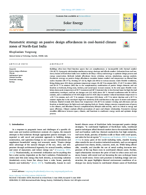 (PDF) Parametric strategy on passive design affordances in cool-humid climate zones of North ...