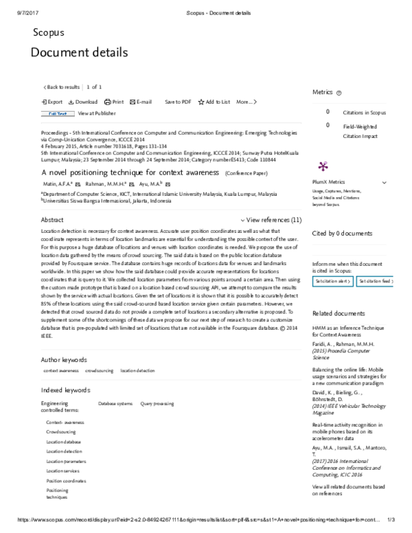 (PDF) A Novel Positioning Technique for Context Awareness