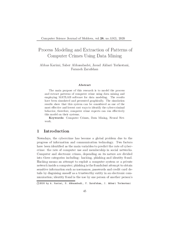 (PDF) Process Modeling and Extraction of Patterns of Computer Crimes Using Data Mining