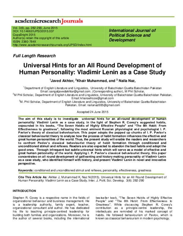(PDF) Universal Hints for an All Round Development of Human Personality ...